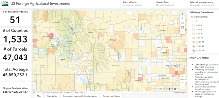 New Map Shows Amount of Land in Each County Owned by Foreign Entities ...